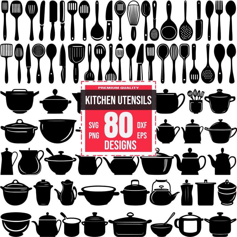 Kitchen Utensils Svg - Etsy