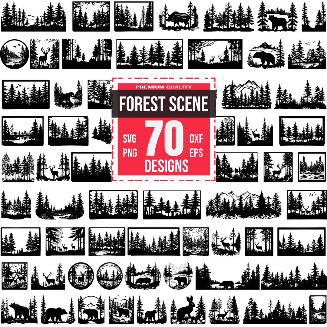 Forest Scene Svg Bundle, Woodland Svg, Nature Svg, Forest Landscape Svg ...