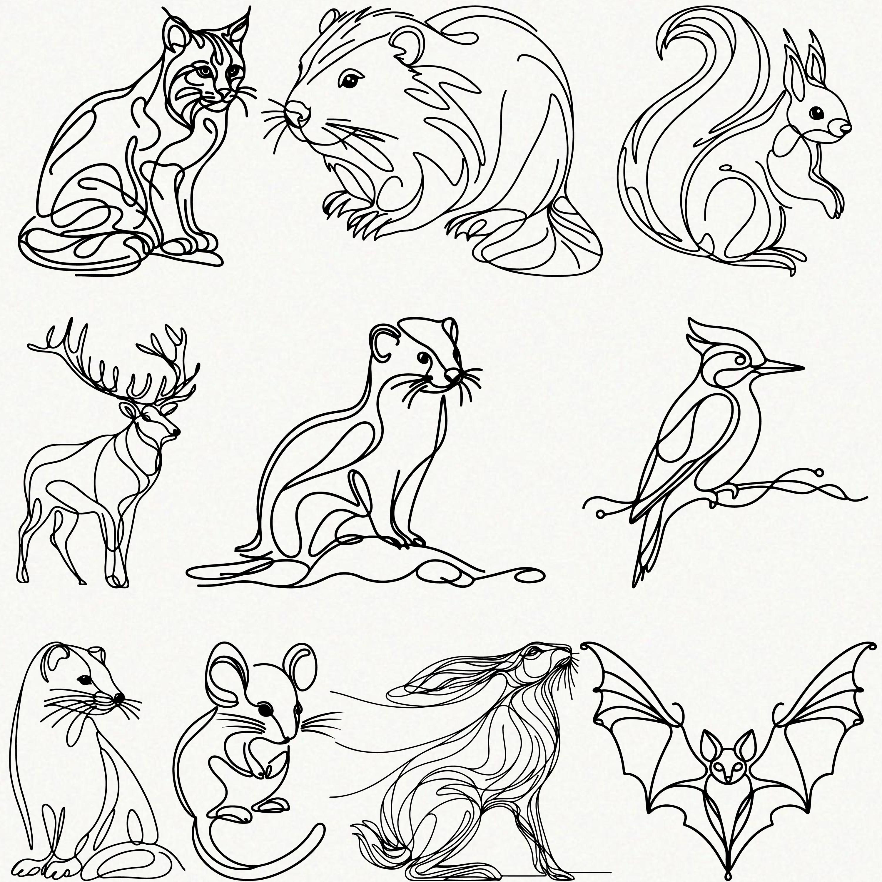 Forest Animal Line Art SVG Bundle, Woodland Animal One Line, Forest ...