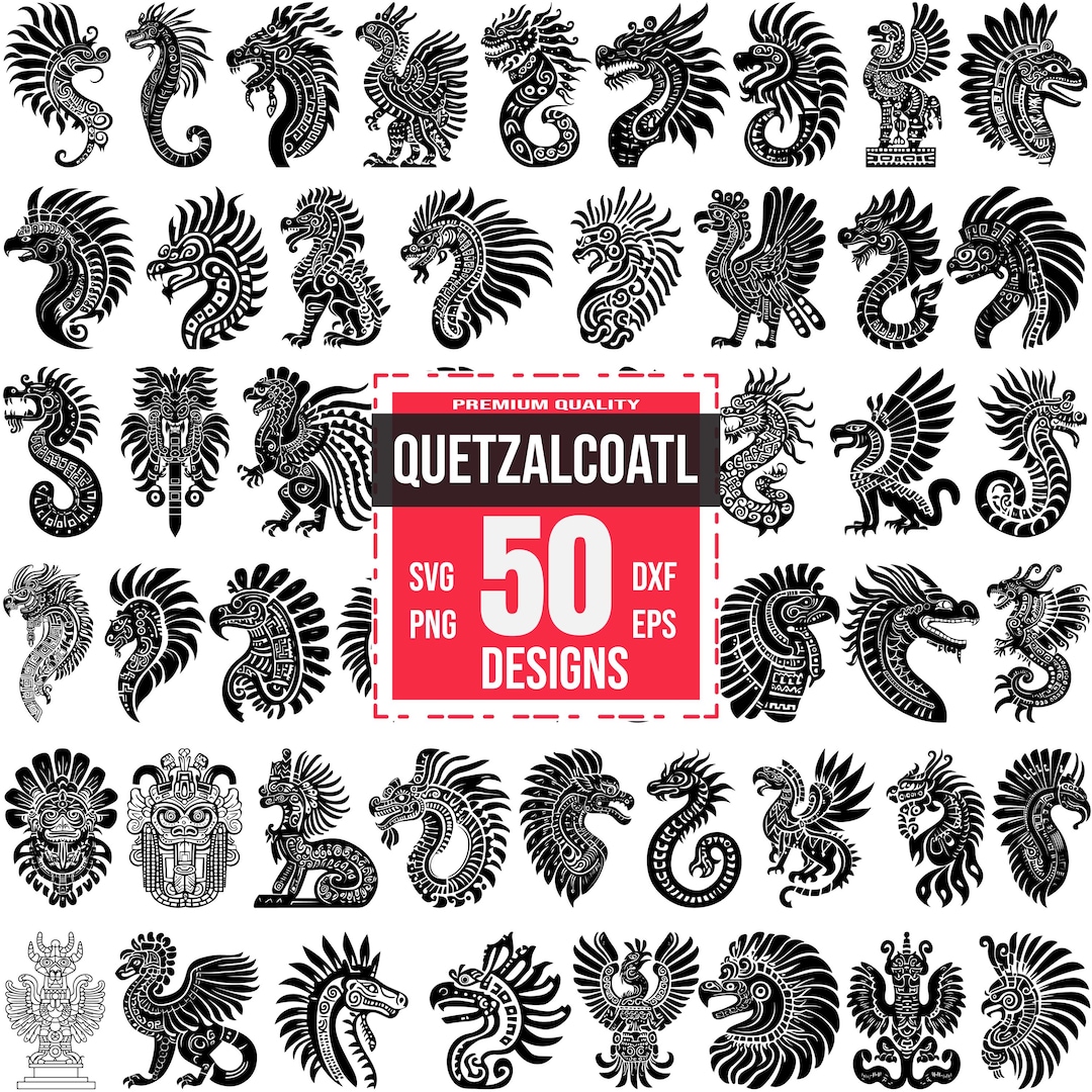 Quetzalcoatl Svg Bundle, Quetzalcoatl Png, Quetzalcoatl Dxf, Aztec ...