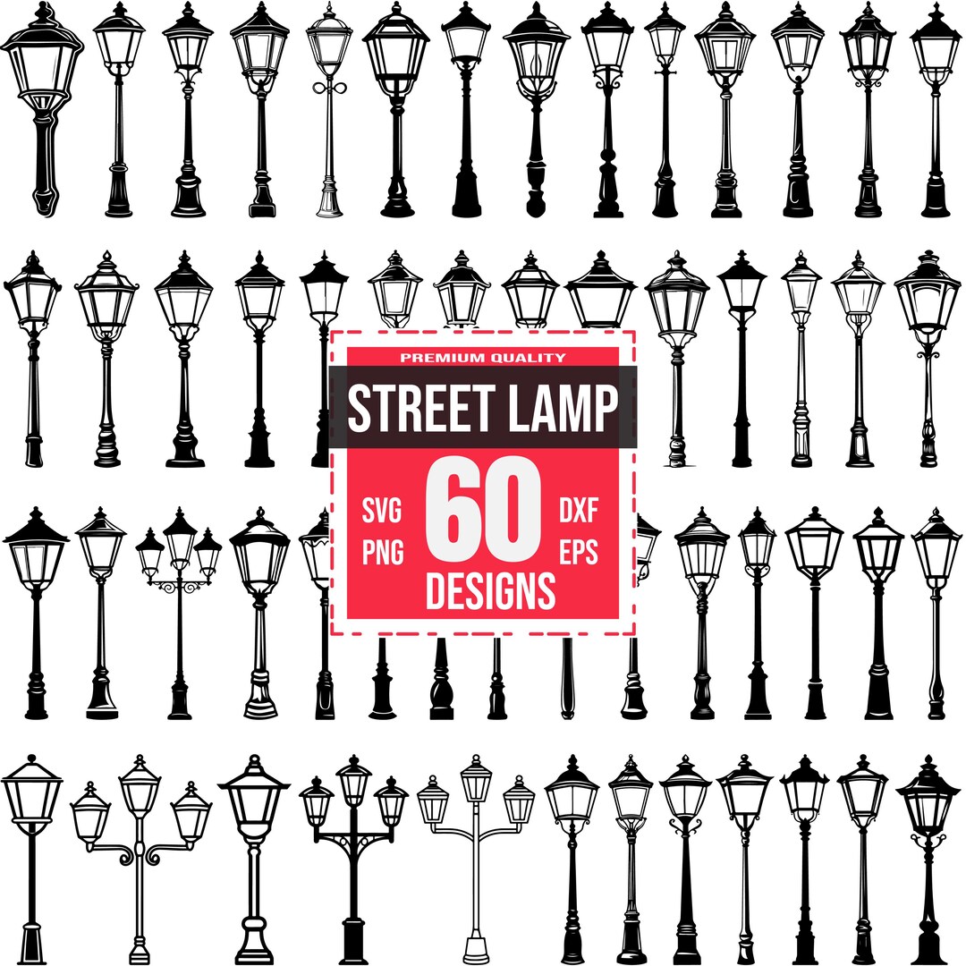 Street Lamp Svg Bundle, Street Lamp Png, Vintage Lamp Svg, Lamp Post ...