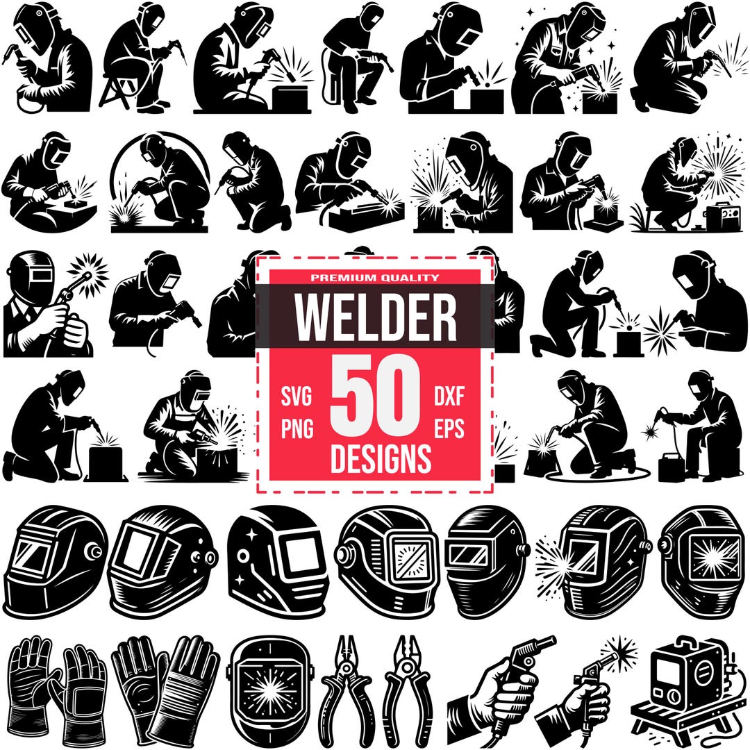 Welder SVG Bundle | 50 Industrial & Welding Designs | Metalwork ...
