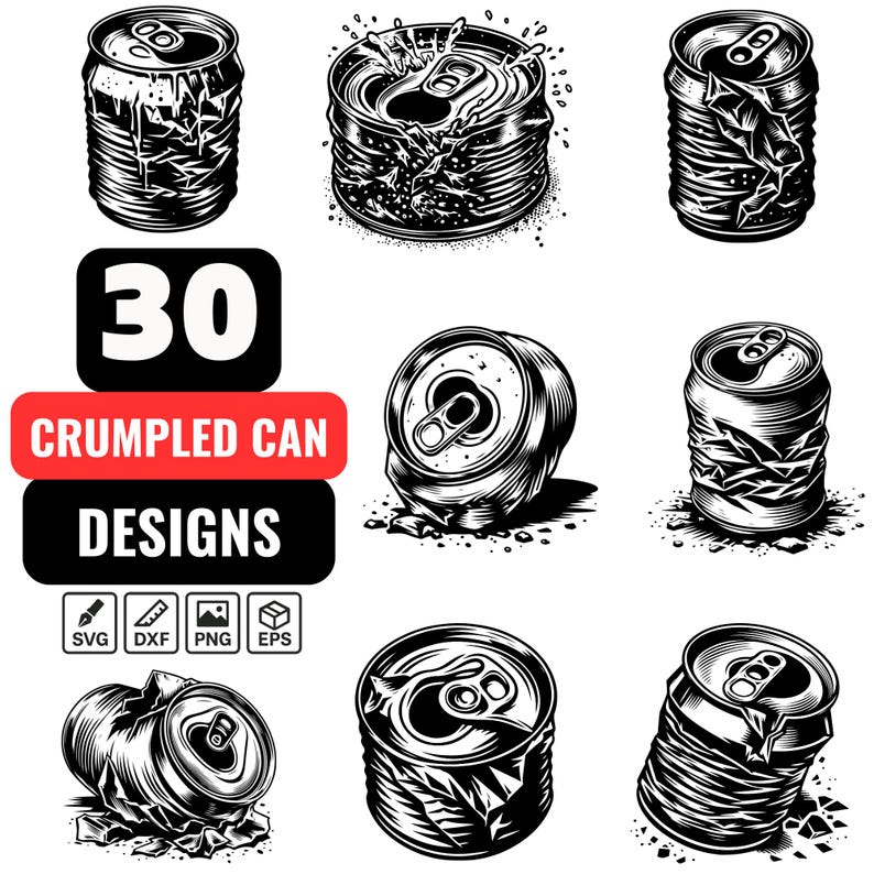 Crumpled Can SVG Bundle: Grunge Art Clipart (digital Download) - Etsy