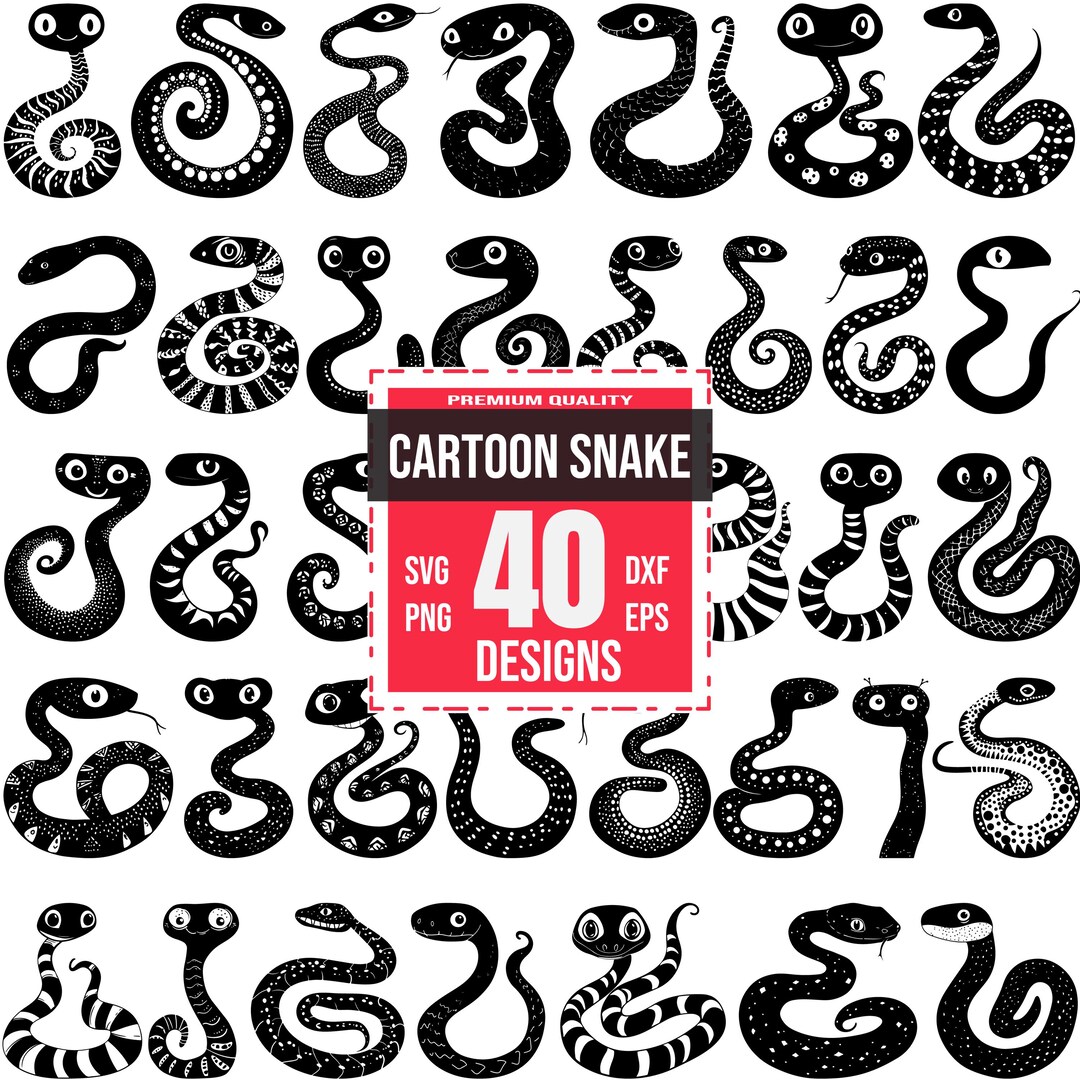 Cartoon Snake Svg Bundle, Cartoon Snake Png, Cute Snake Svg, Funny ...