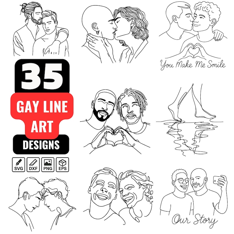 Gay Line Art - Etsy