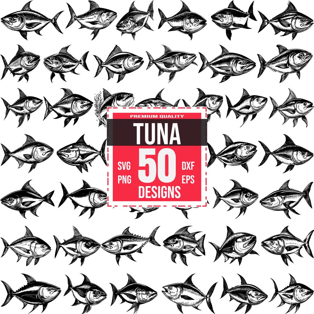 Tuna Svg Bundle, Tuna Fish Svg, Tuna Vector, Tuna Illustration, Tuna ...