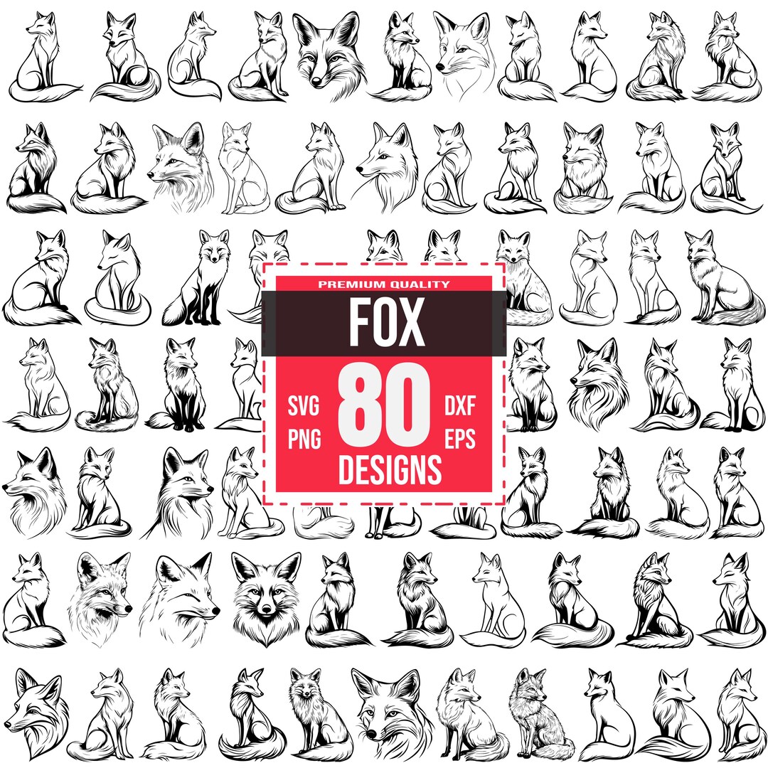 Fox Svg Bundle, Fox Illustration, Fox Decal, Woodland Fox Svg, Fox Head ...