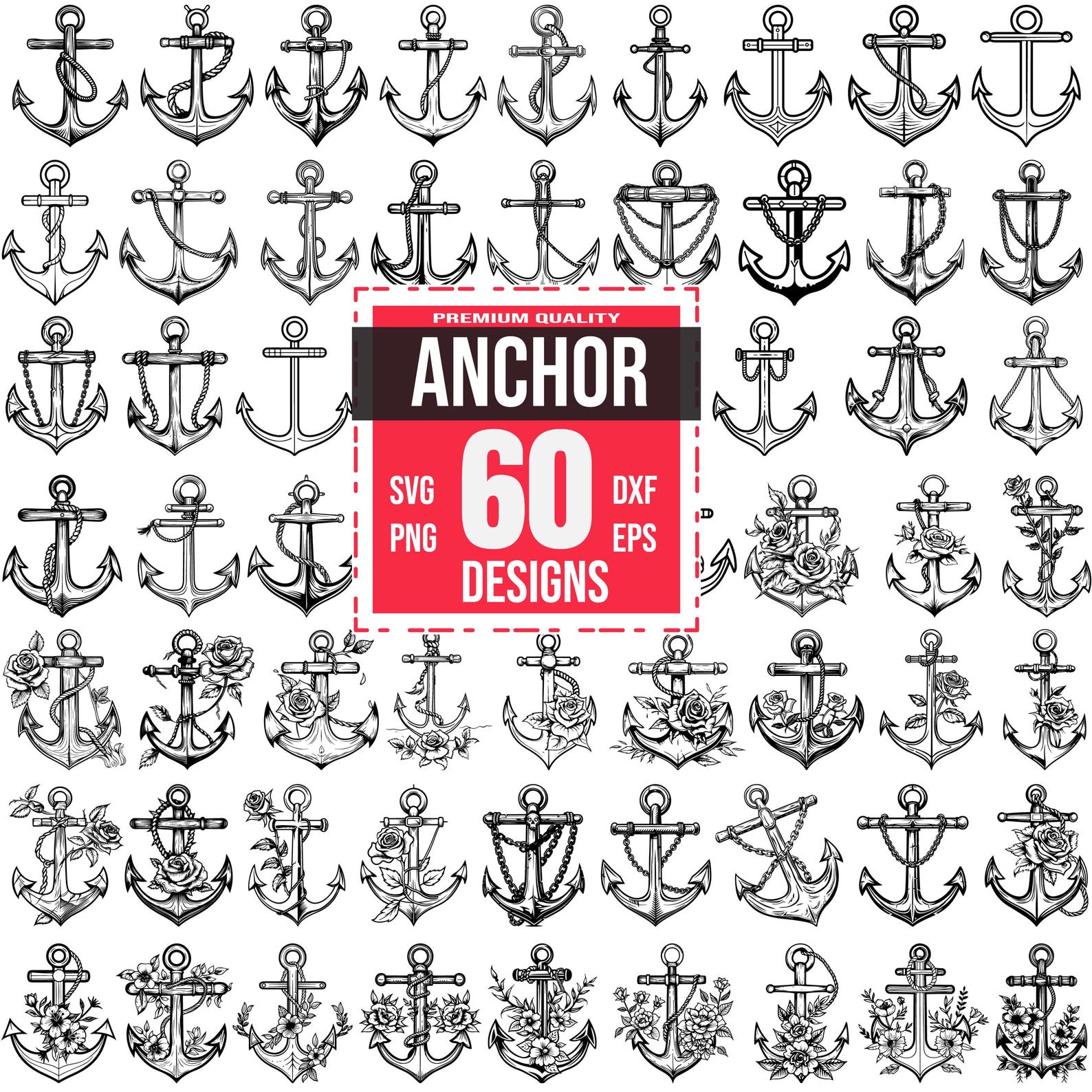 Anchor Svg Bundle, Nautical Anchor Svg, Sailor Anchor Svg, Anchor Icon ...