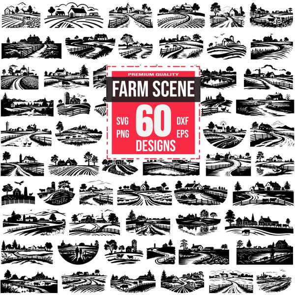 Farm Land Silhouette - Etsy