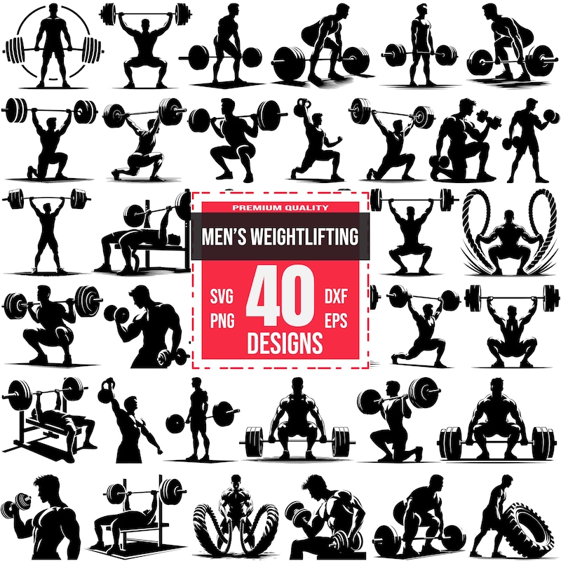 Men Work Out Clipart - Etsy