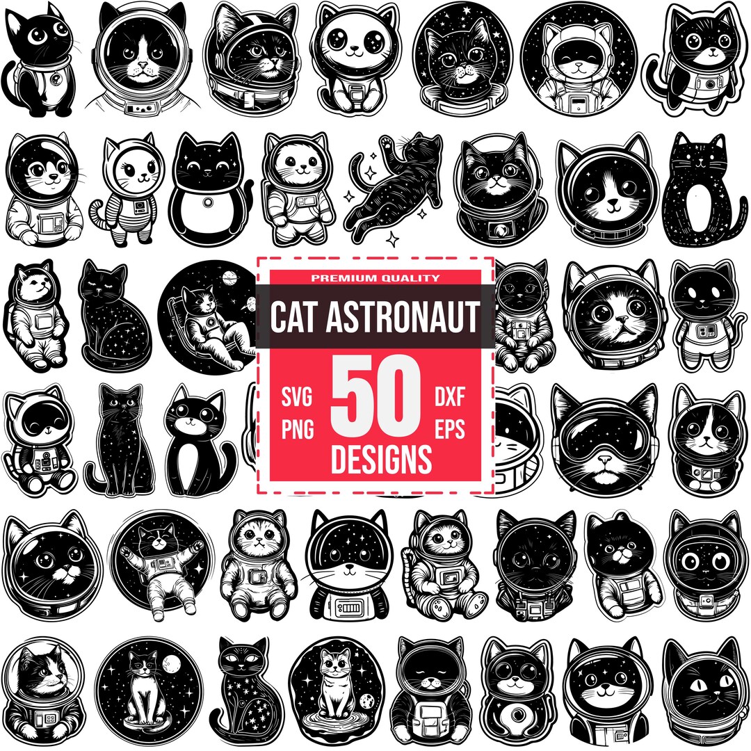 Cat Astronaut Svg Bundle, Galaxy Cat Svg, Cat in Space Svg, Futuristic ...