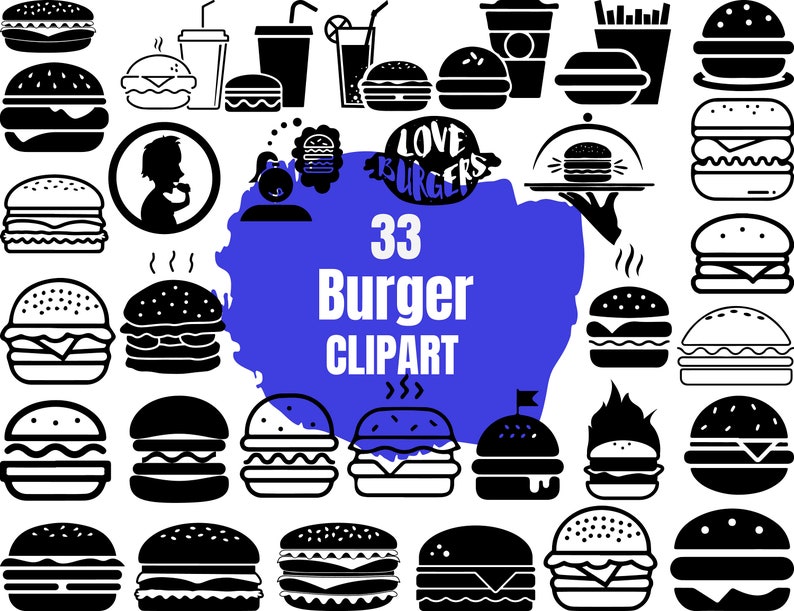 Burger Svg Burger Svg Bundle Burger Cut File Hamburger Svg | Etsy