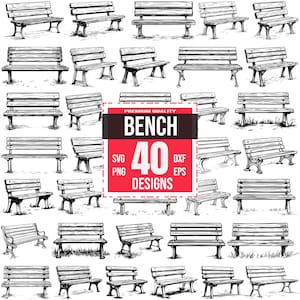 Bench Svg Bundle, Outdoor Bench Svg, Wooden Bench Svg, Garden Bench Svg ...