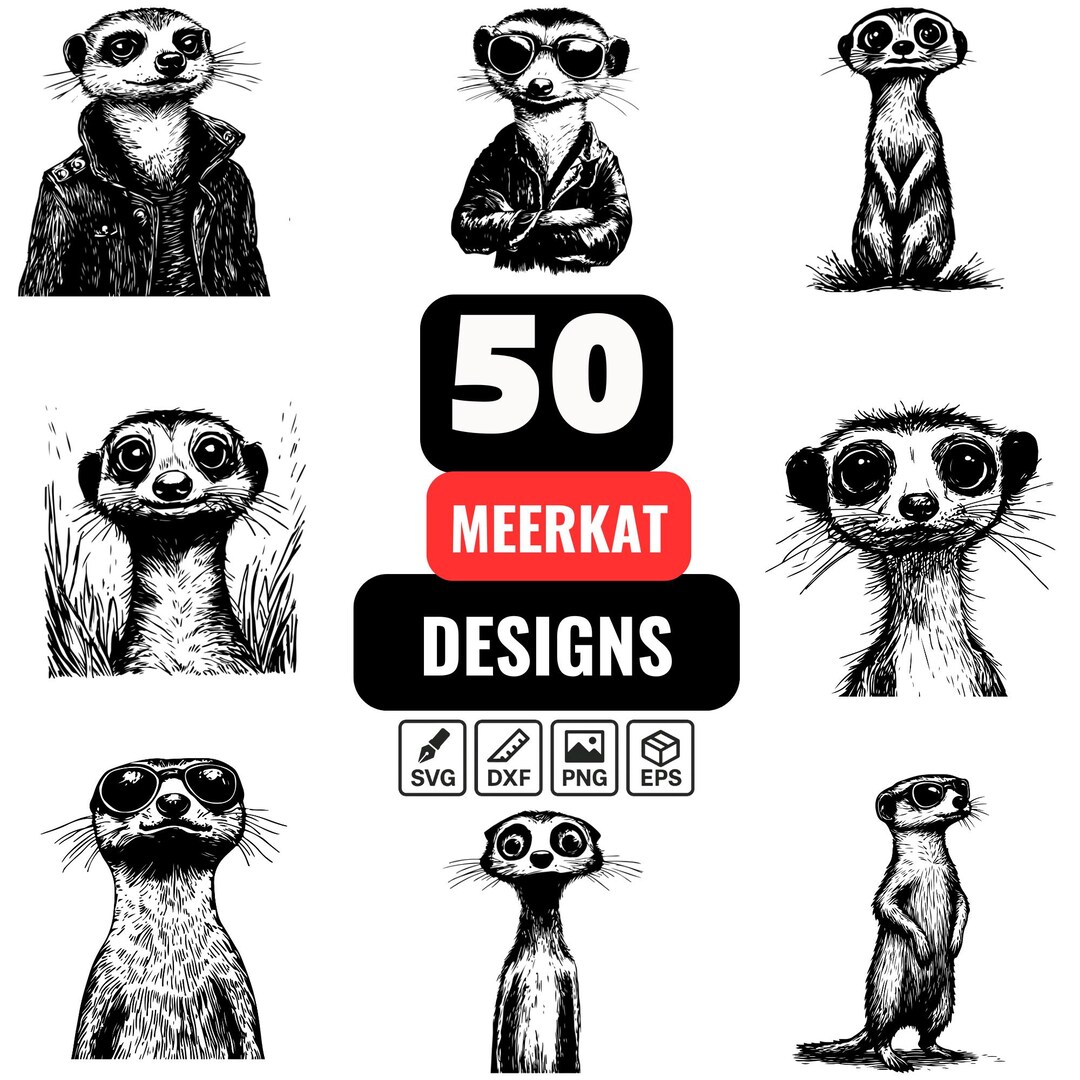 Meerkat SVG Bundle: Clipart, Vector, and Outline Designs - Etsy