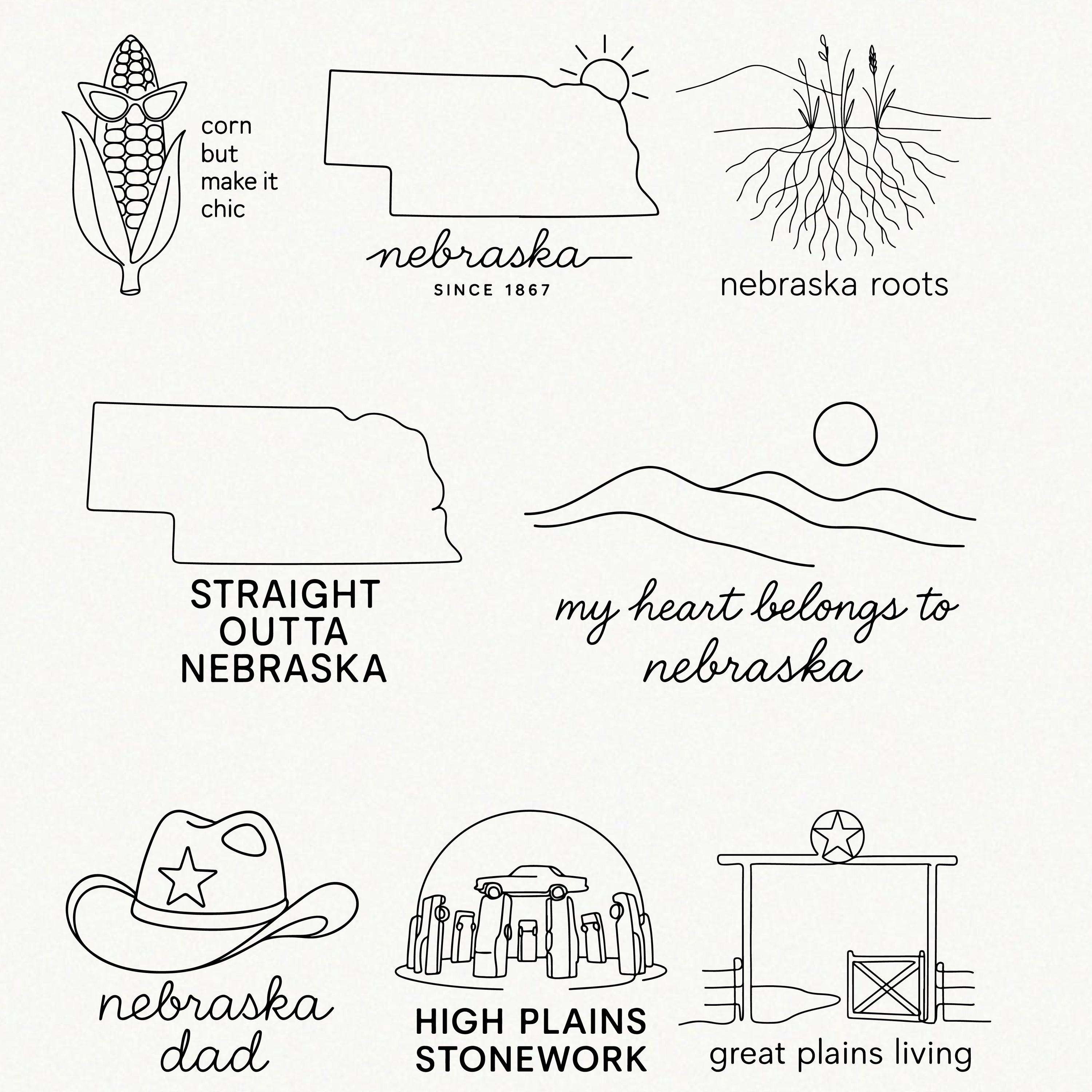 50 Nebraska Svg Bundle | Nebraska Line Art | State Roots Clipart ...