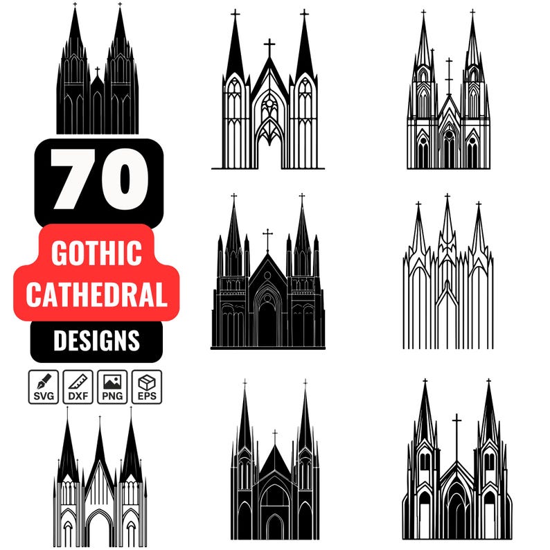Gothic Cathedral Svg Bundle, Gothic Architecture, Church Svg, Gothic ...