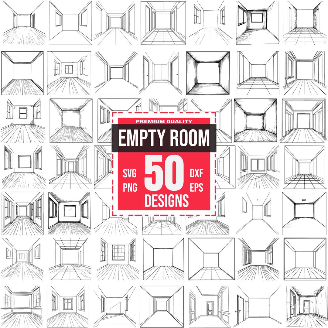 Empty Room Svg Bundle, Empty Room Png, Room Sketch, Room Outline ...