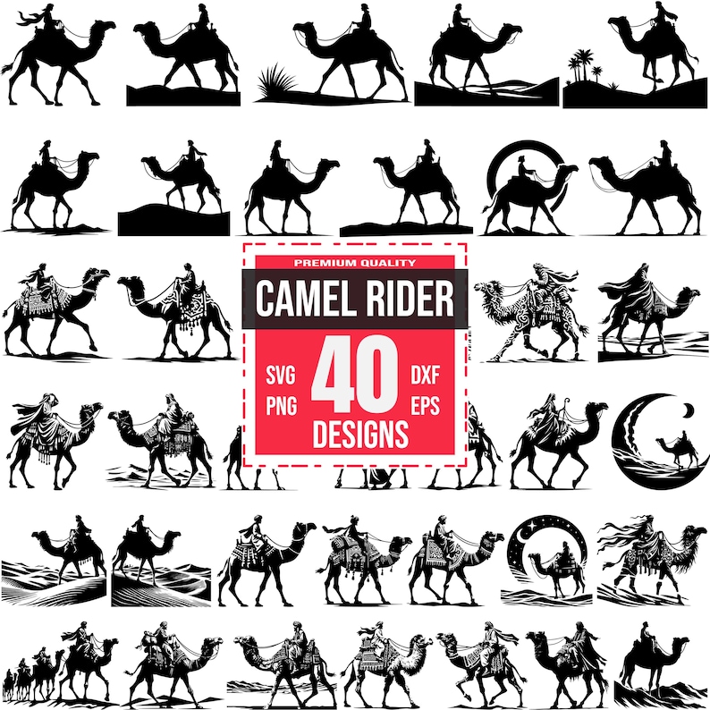 40 Camel Rider SVG Bundle, Desert Nomad PNG, Arabian Caravan DXF ...