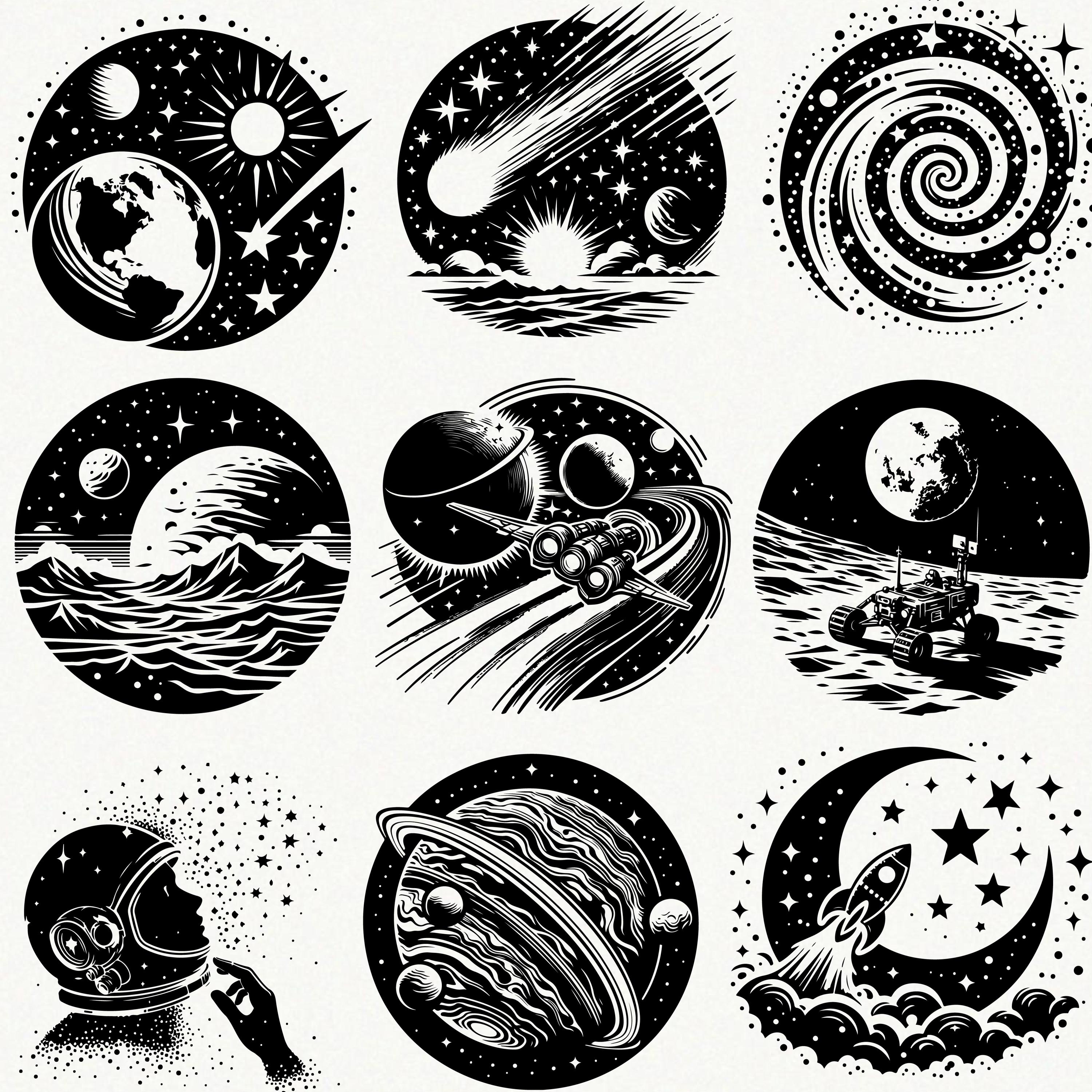 Outer Space SVG Bundle | 50 Space Clipart | Astronaut SVG, UFO Alien ...