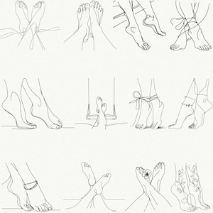 Feet Line Art SVG Bundle | 40 Minimalist Female Foot One Line Drawing ...