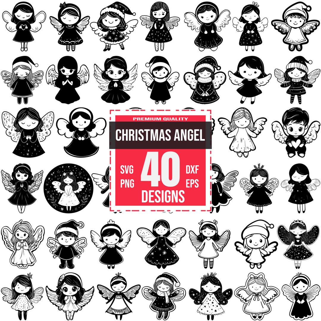 Christmas Angel Svg Bundle, Cute Angel Svg, Sacred Angel Svg, Christmas ...