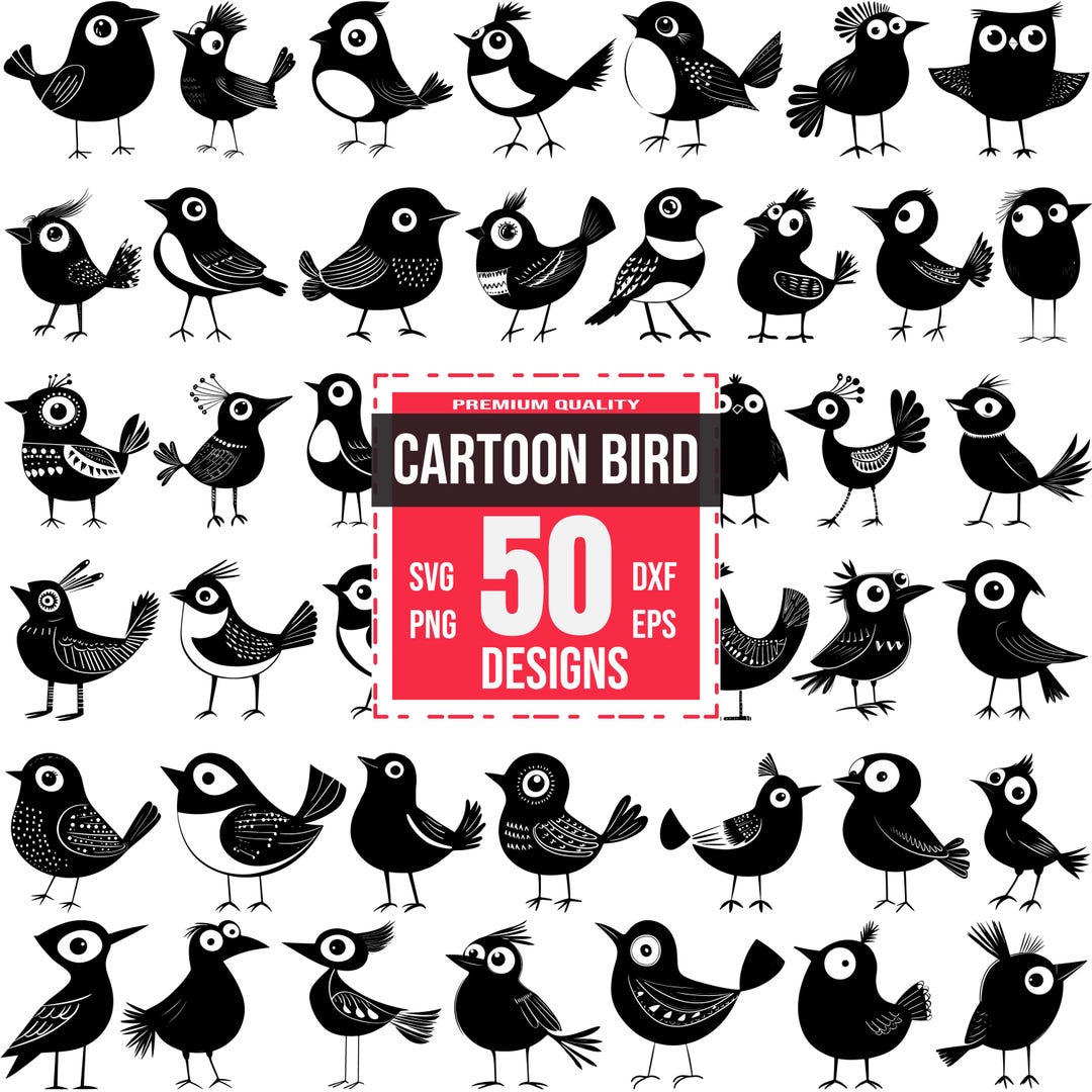 Cartoon Bird Svg Bundle, Cartoon Bird Png, Funny Bird Svg, Cute Bird ...