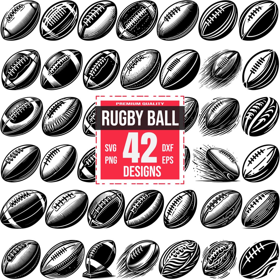 Rugby Ball SVG Bundle | 42 Sports Designs | Athletic, Team Sports ...