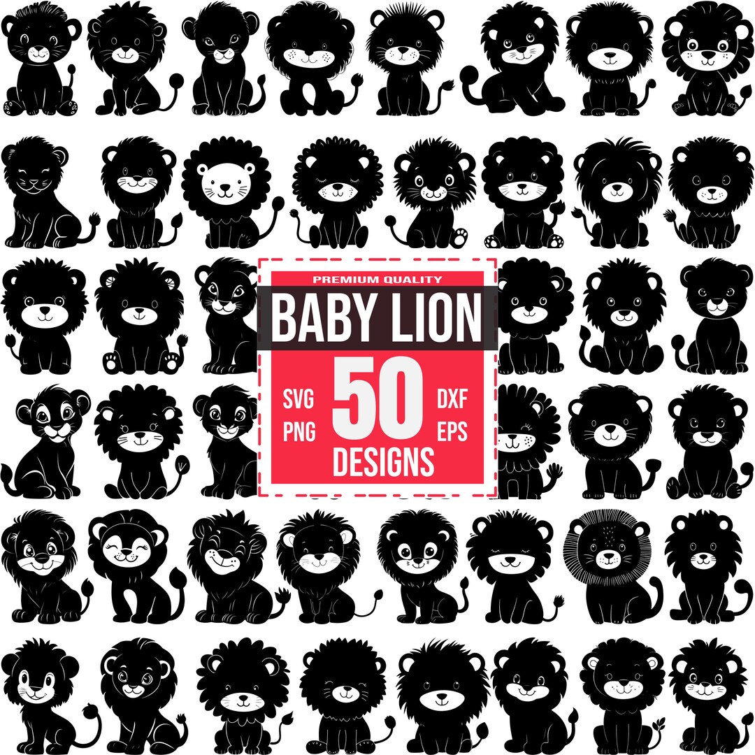 Baby Lion Svg Bundle, Lion Cub Png, Cute Lion Svg, Safari Animal Svg ...