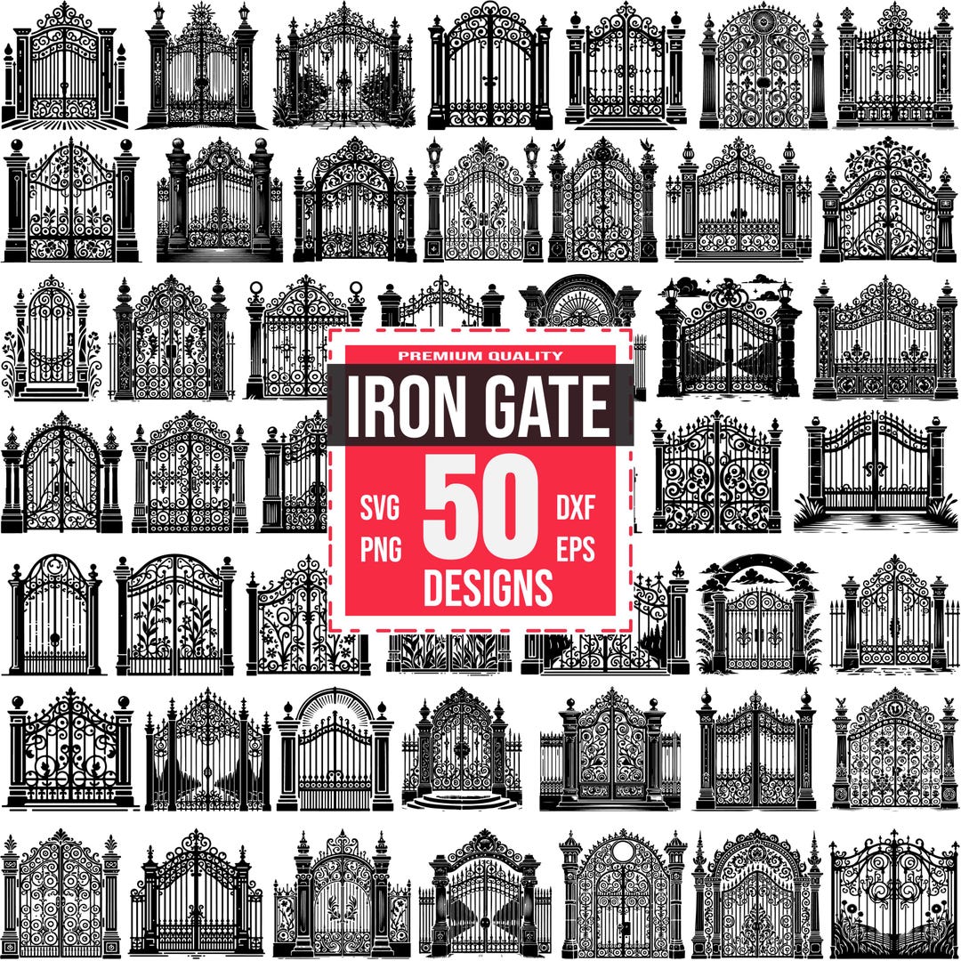 Iron Gate SVG Bundle | 50 Ornate Iron Gate Designs | Vintage Security ...