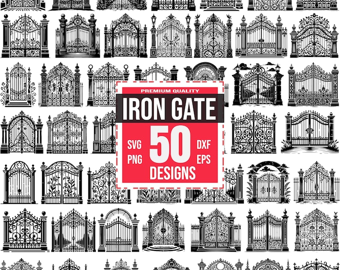 Vintage Iron Gate SVG DXF Bundle – CNC Plasma & Laser Cut Gate Designs ...