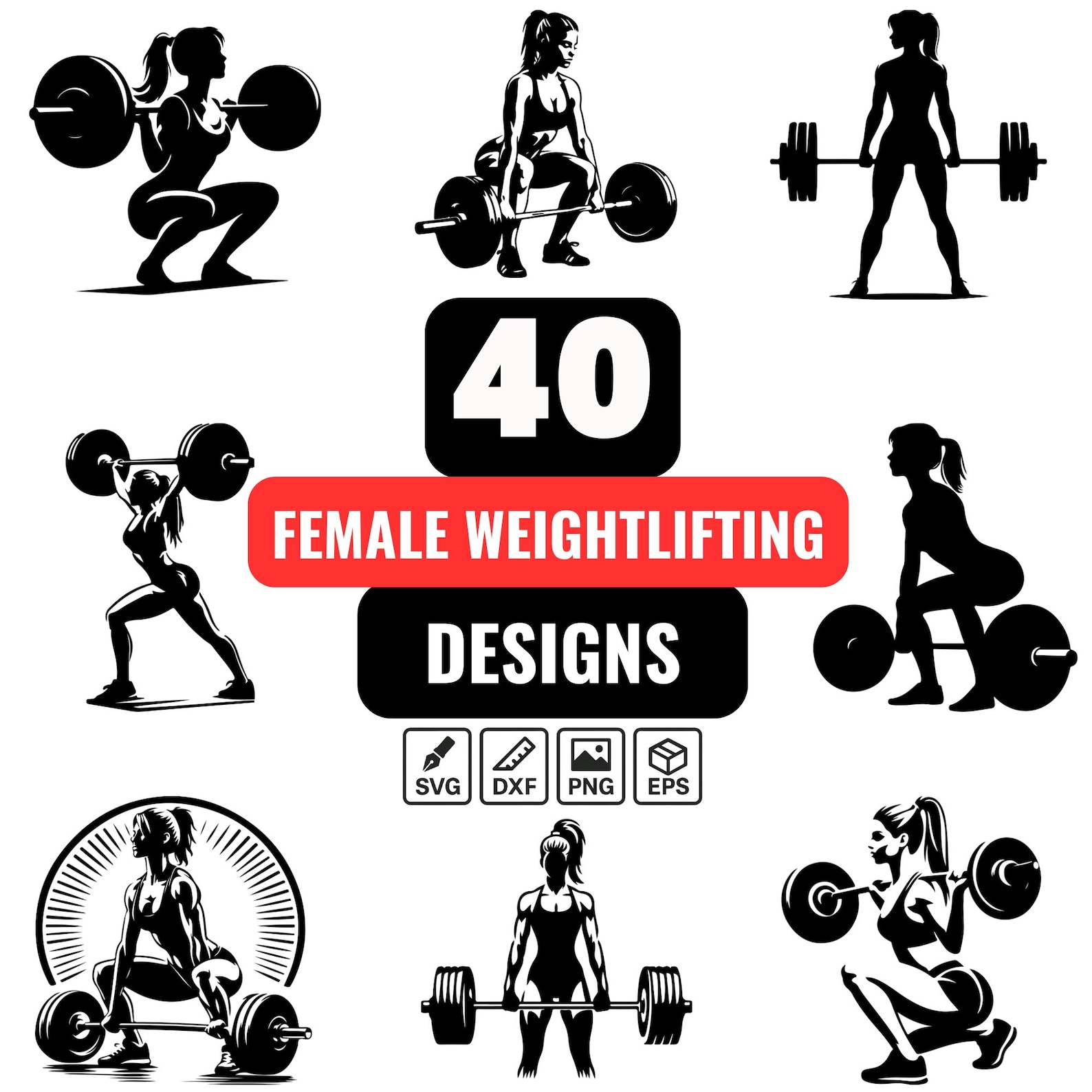 Female Weightlifting SVG Bundle | 40 Strong Woman Designs | Fitness ...