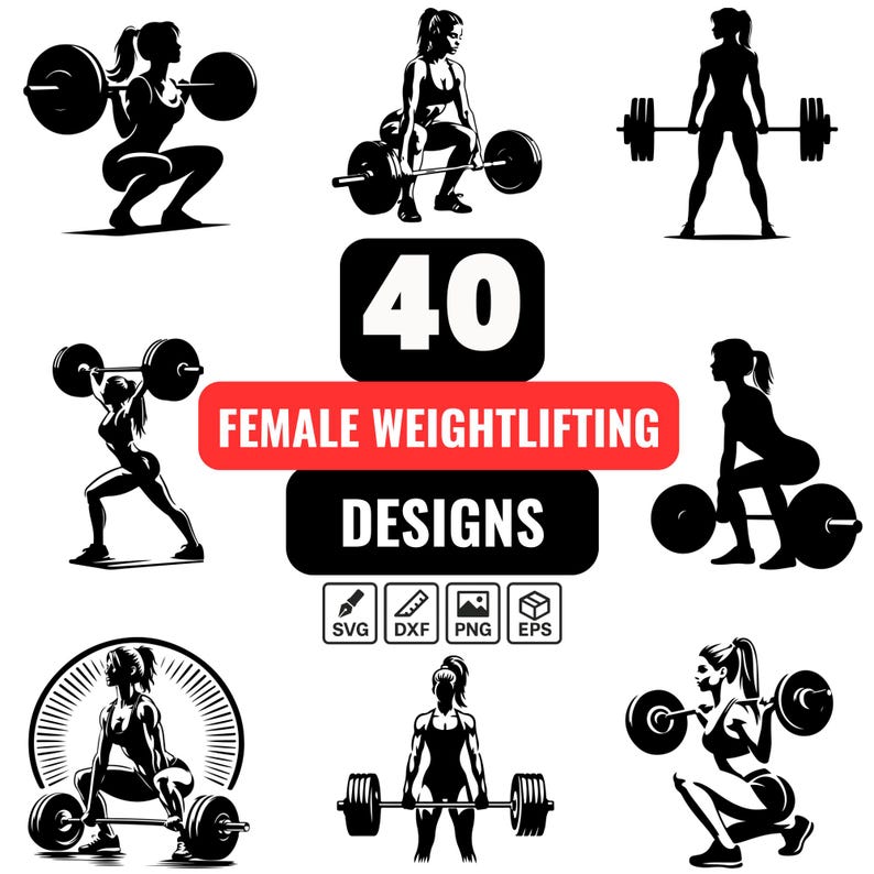 Female Weightlifting SVG Bundle | 40 Strong Woman Designs | Fitness ...