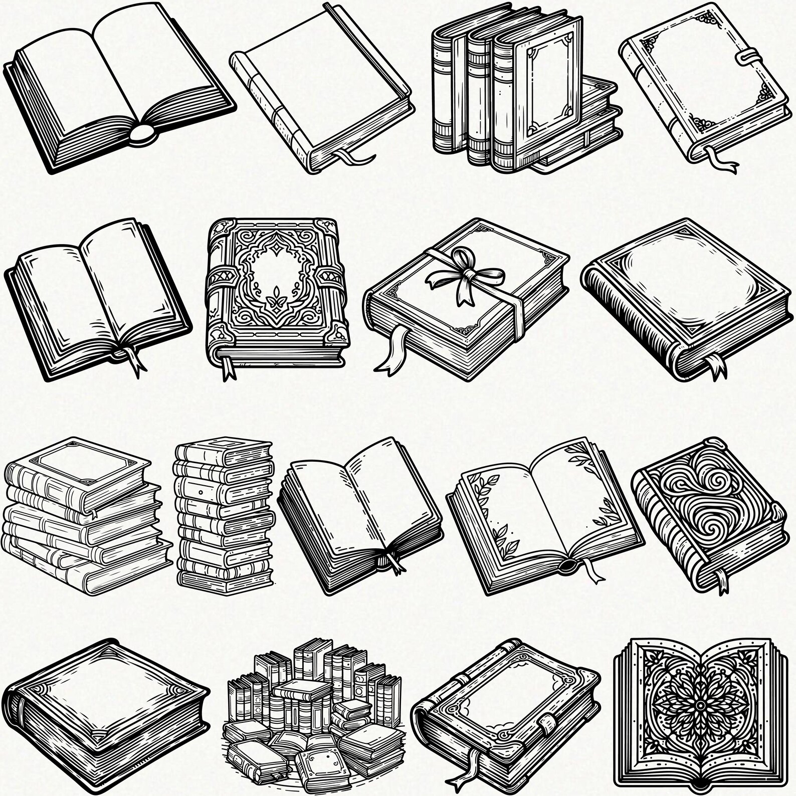 100 Book SVG Bundle – Reading Lover Clipart, Open & Closed Book ...