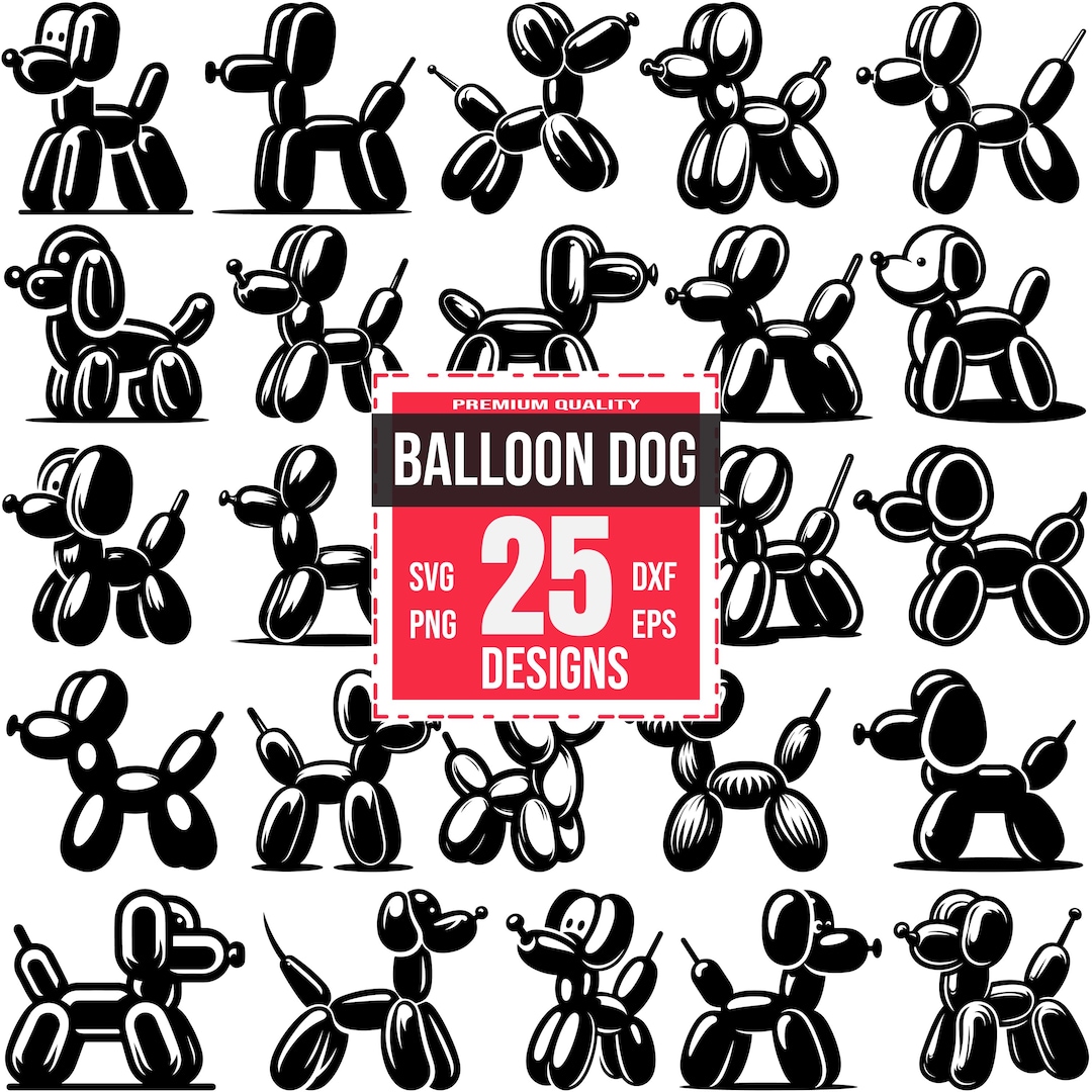 Balloon Dog SVG Bundle With 25 Fun Balloon Animal Designs for Kids ...