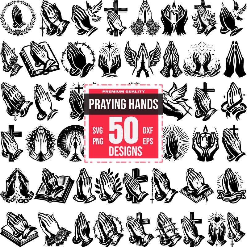 Praying Hands Black Art - Etsy
