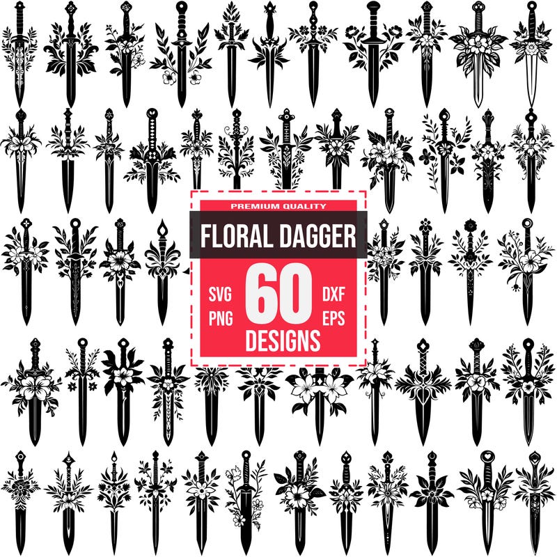 Dagger Rose Clipart - Etsy