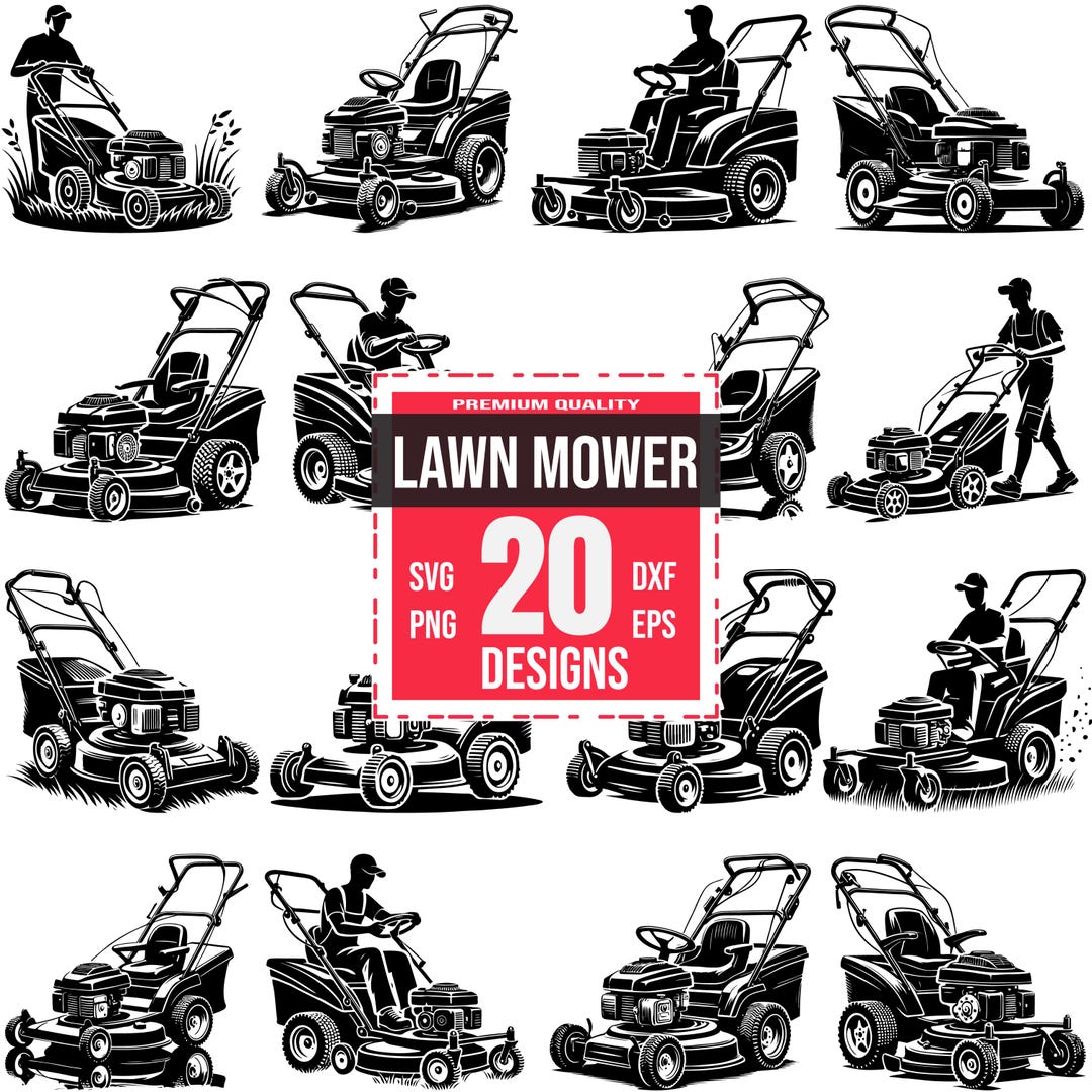 Lawn Mower Svg Bundle, Lawn Mower Png, Lawn Mower Dxf, Landscaping ...
