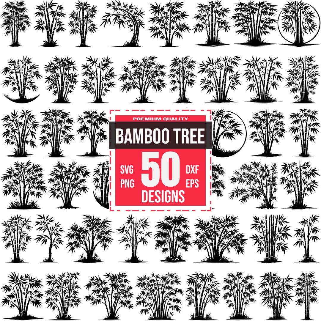 Bamboo Tree SVG Bundle | 50 Zen & Nature Designs | Asian Art ...