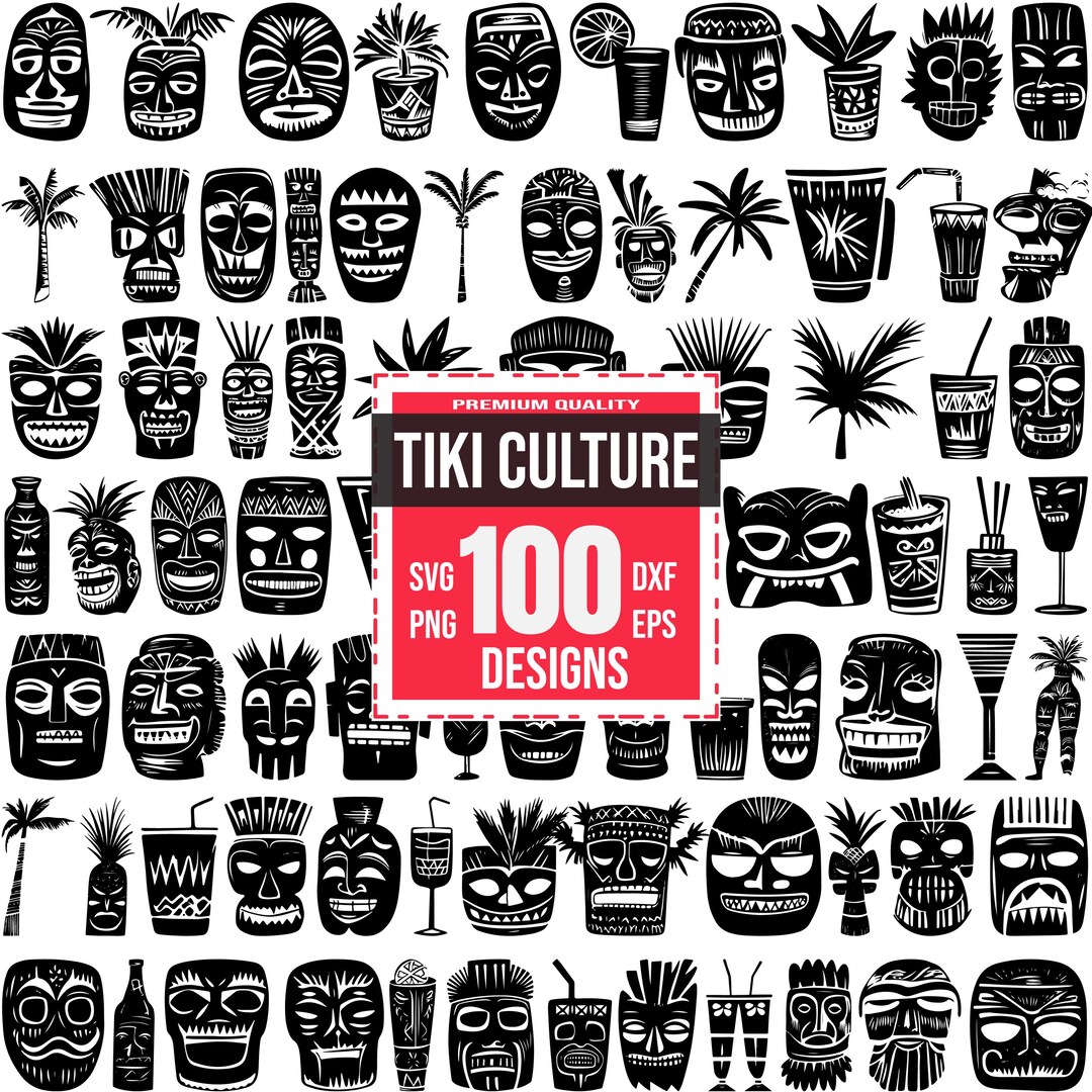 Tiki Culture Svg Bundle, Tiki Mask Svg, Polynesian Svg, Tiki Art, Tiki ...
