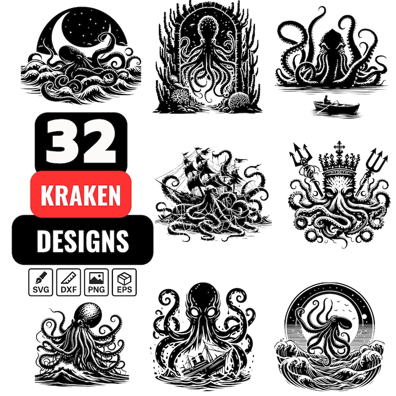 Kraken Svg - Etsy
