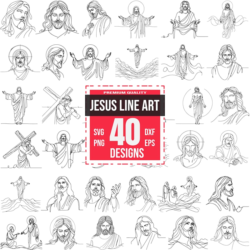 Jesus Line Drawing - Etsy