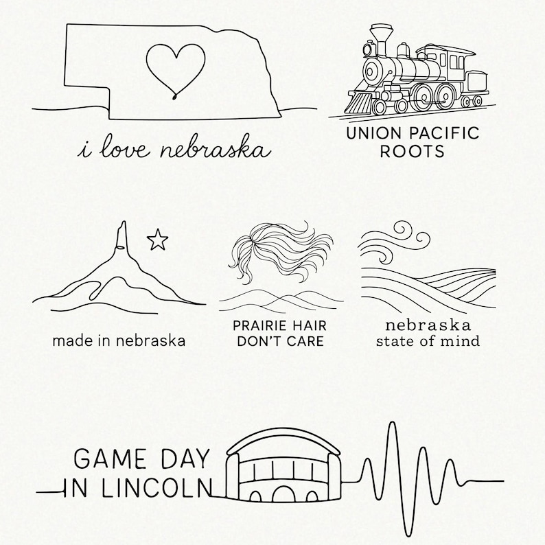50 Nebraska Svg Bundle | Nebraska Line Art | State Roots Clipart ...