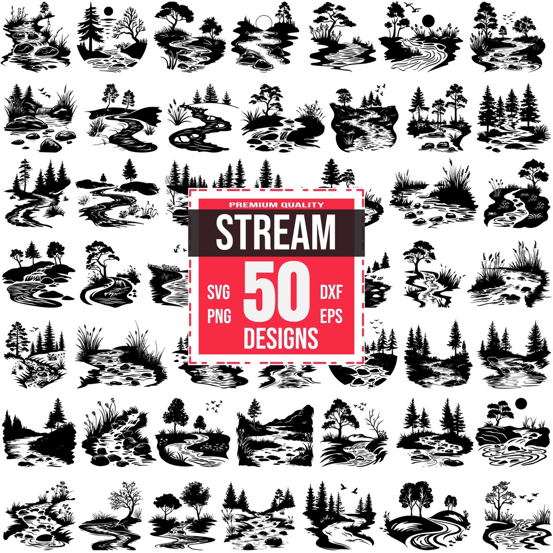 Stream Svg Bundle, River Svg, Stream Silhouette, Stream Clipart, Stream ...