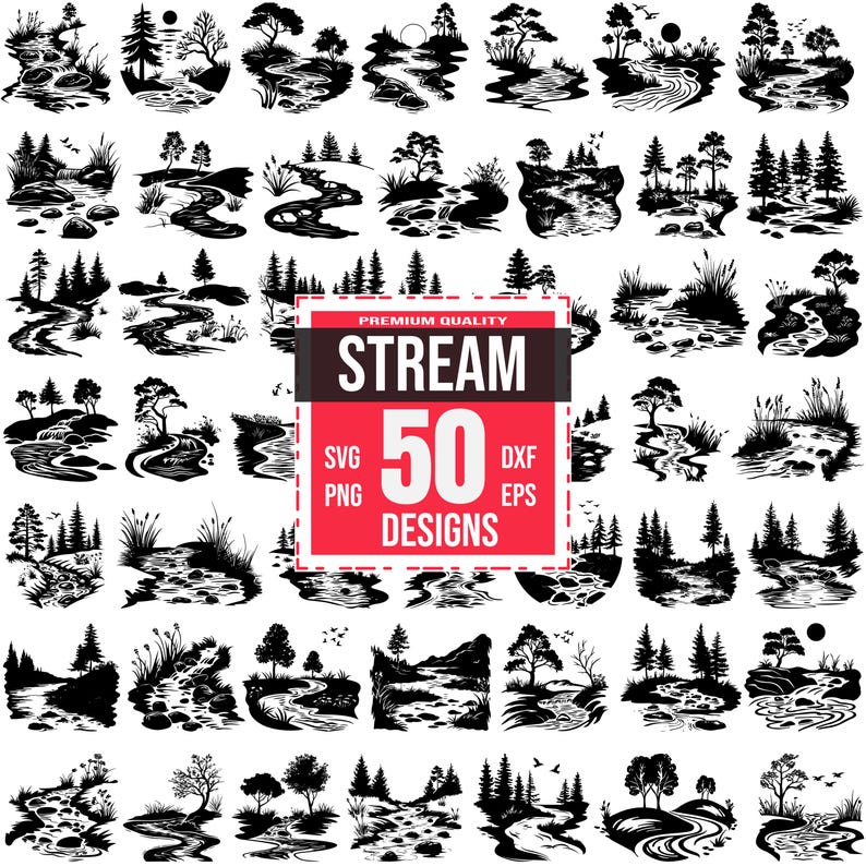 Stream Svg Bundle, River Svg, Stream Silhouette, Stream Clipart, Stream ...