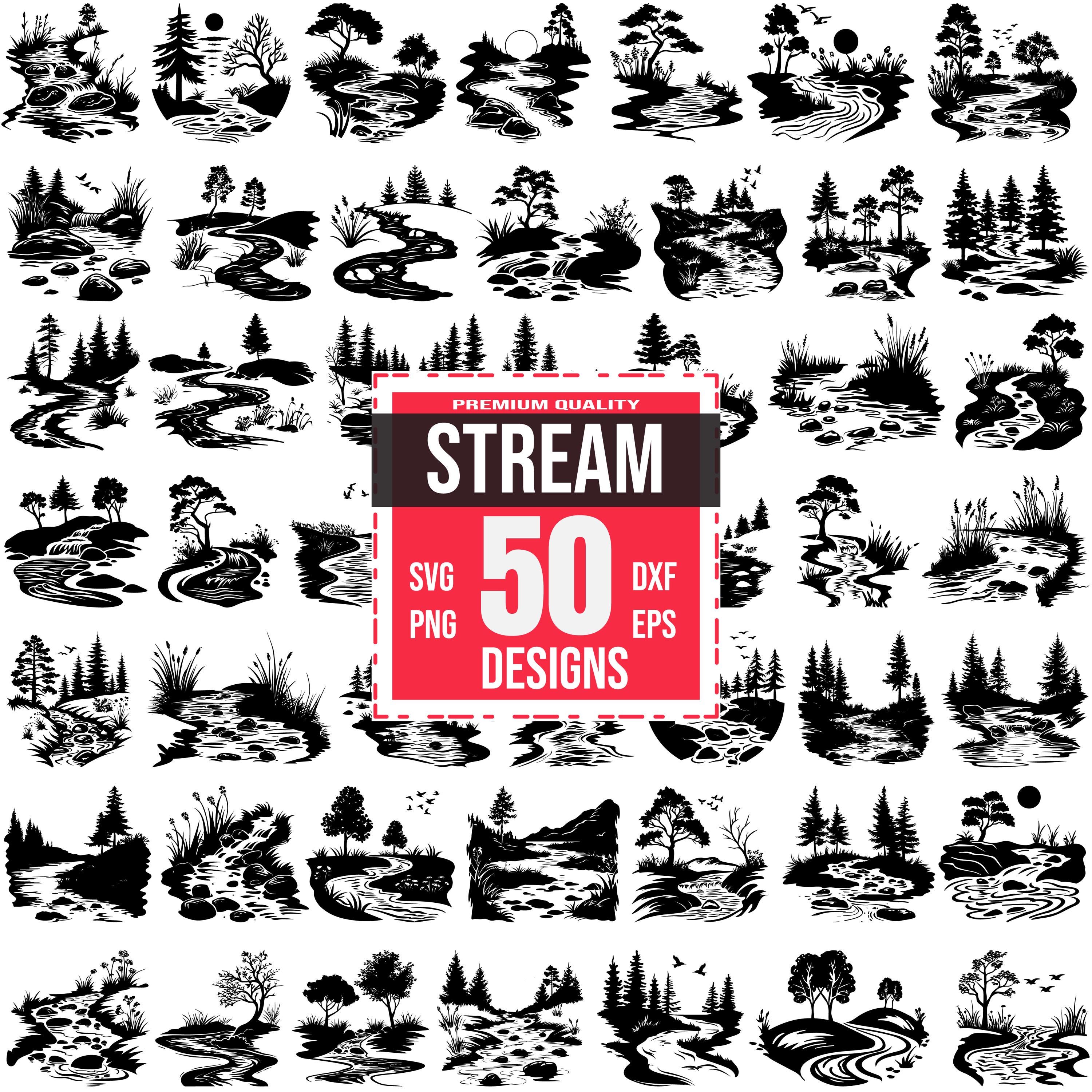 Stream Svg Bundle, River Svg, Stream Silhouette, Stream Clipart, Stream ...
