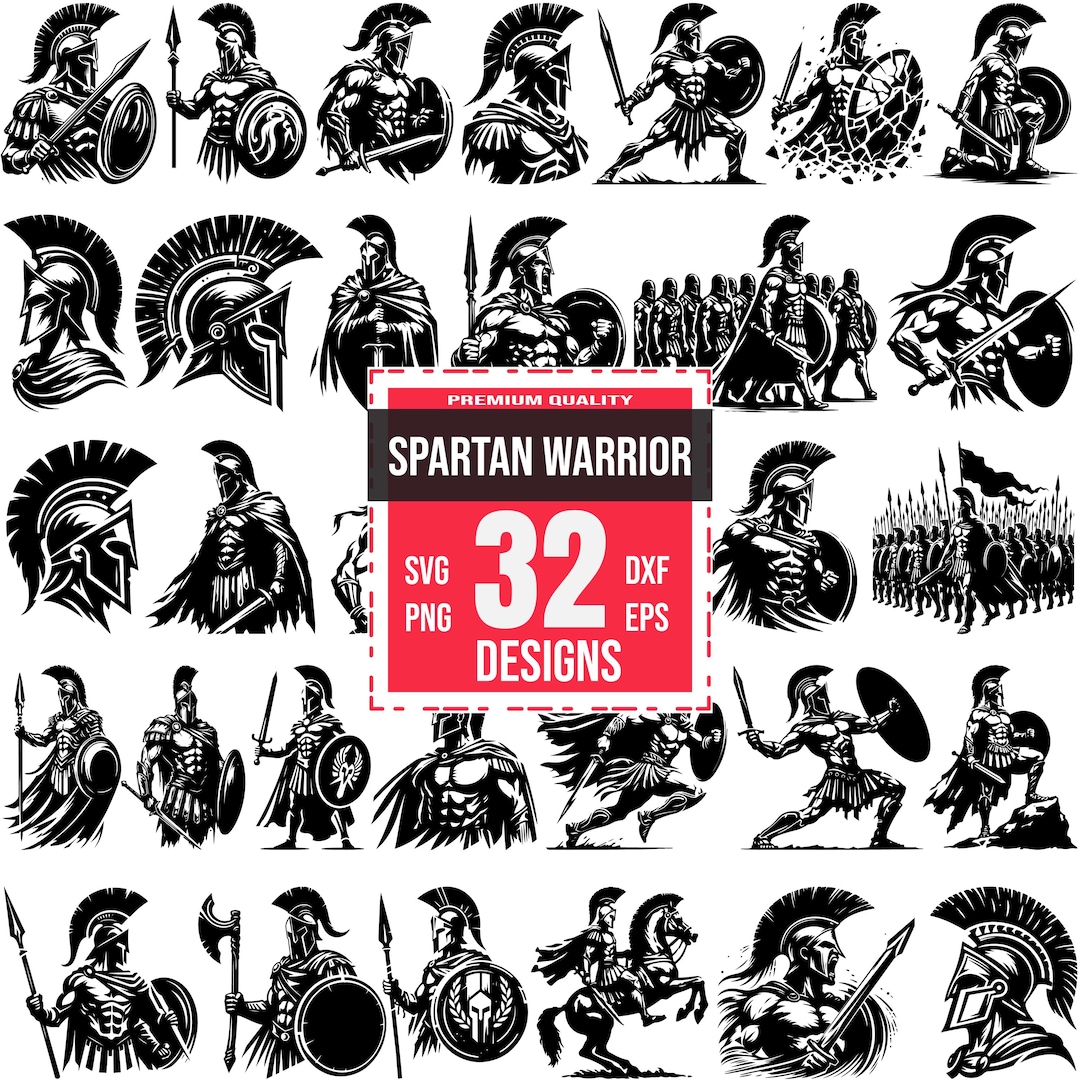 Spartan Warrior SVG Bundle | 32 Ancient Warrior Designs | Helmet ...