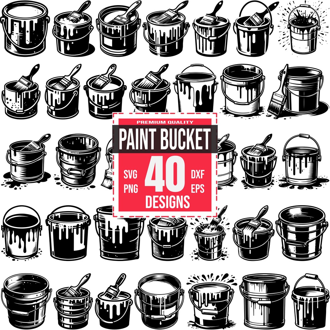 Paint Can SVG Bundle | 40 Painting Tool and Dripping Paint Graphics for ...