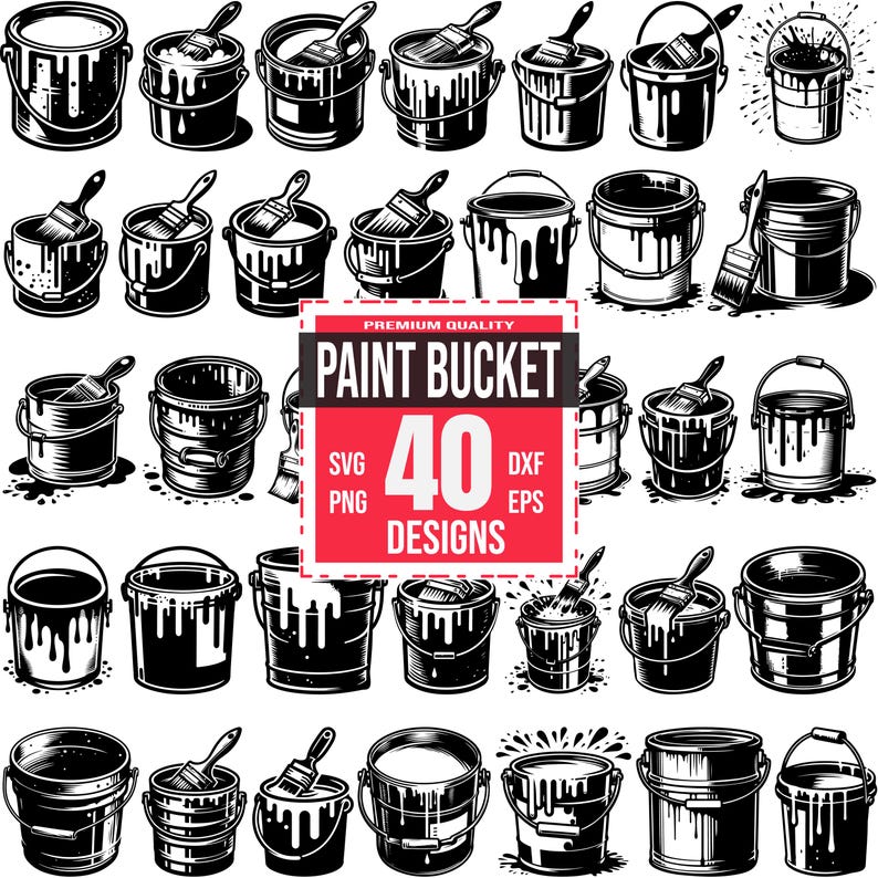 Paint Can SVG Bundle | 40 Painting Tool and Dripping Paint Graphics for ...