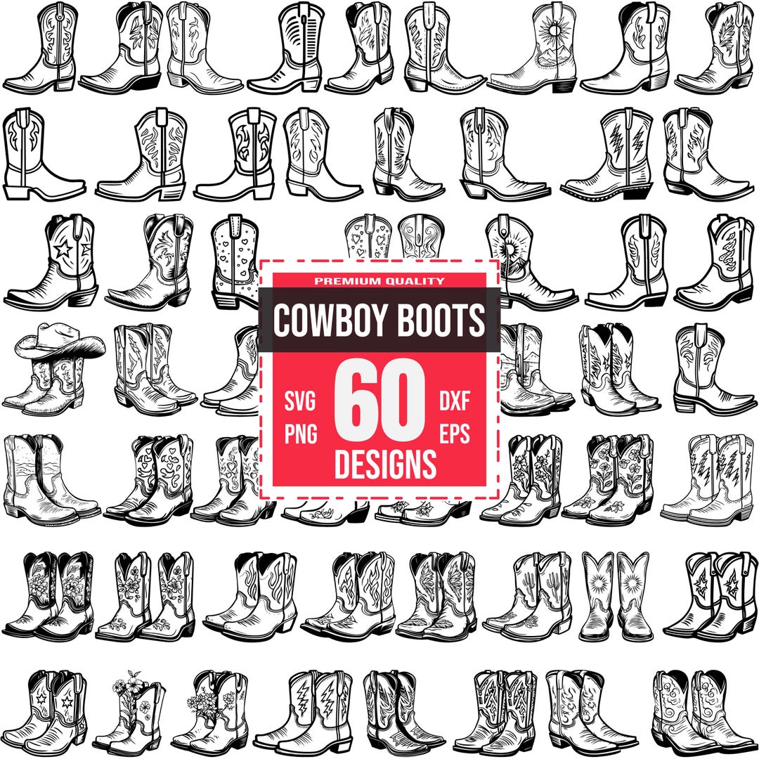 Cowboy Boots Svg Bundle, Cowboy Boots Png, Western Boots Svg, Cowboy ...