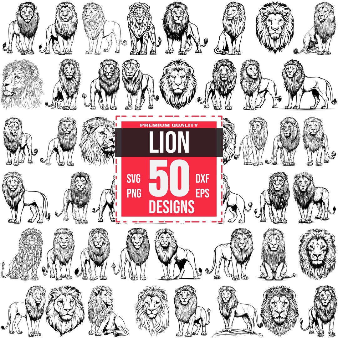 Lion Svg Bundle, Lion Head Svg, Lion Face Svg, African Lion Svg, Wild ...